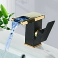 feetron Black&Gold LED Light Bathroom Faucet Waterfall Single Handle ...