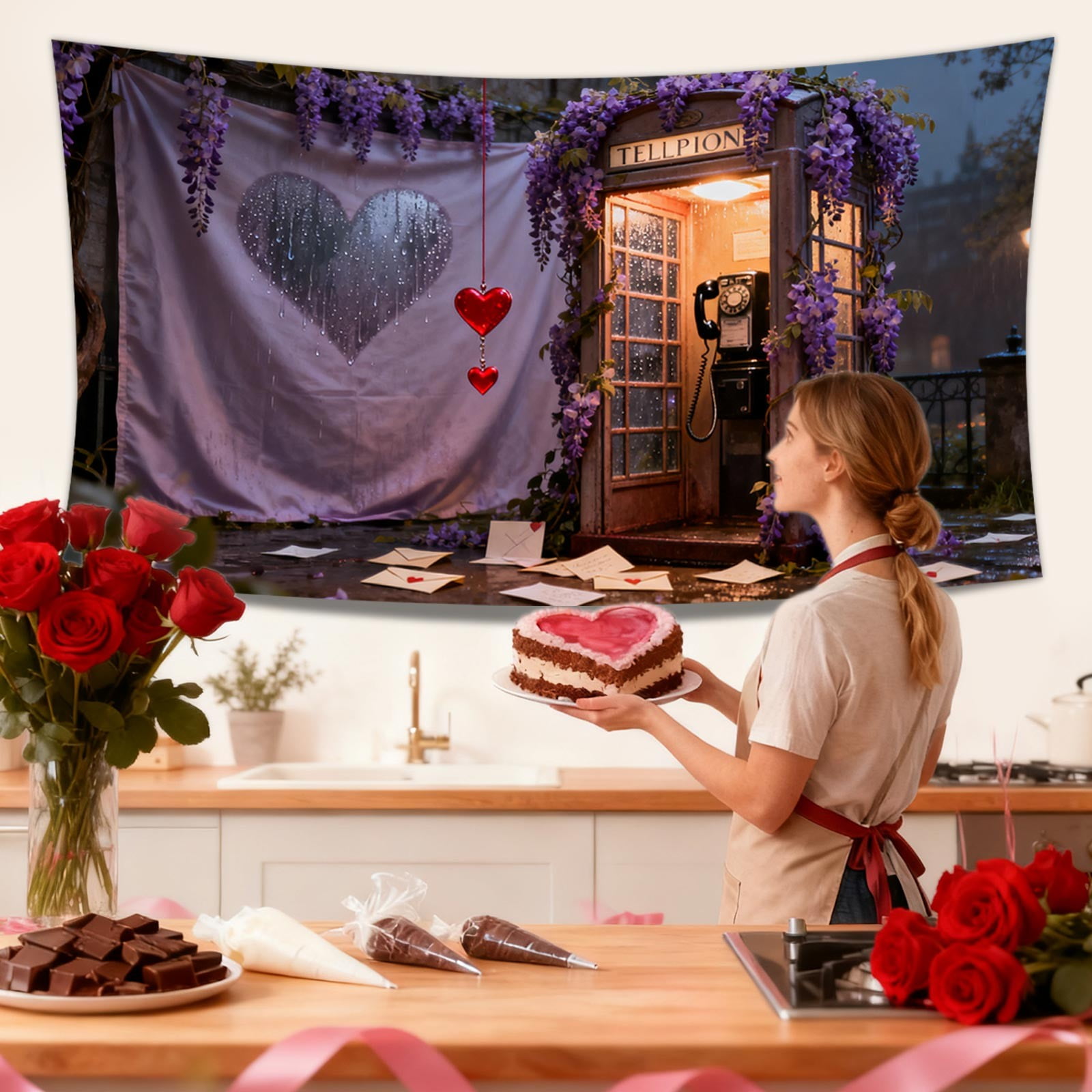 feimajia 71"x45"Valentines Tapestries Room Decorations Wall Coverings ...