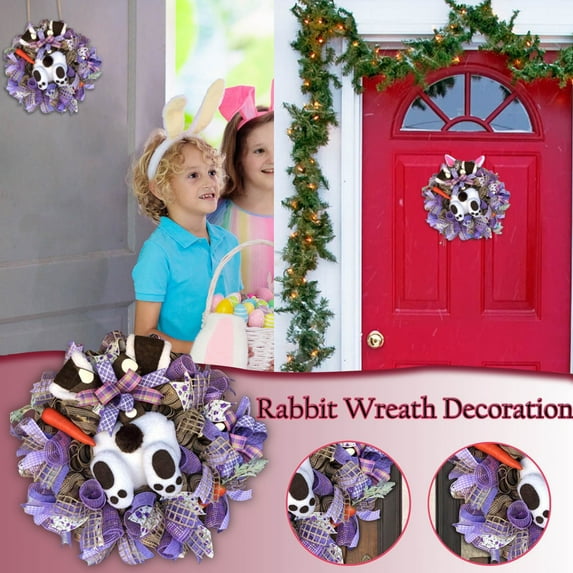feimajia Easter Decorations Sign Bunny Wreath Easter Door Hanging ...