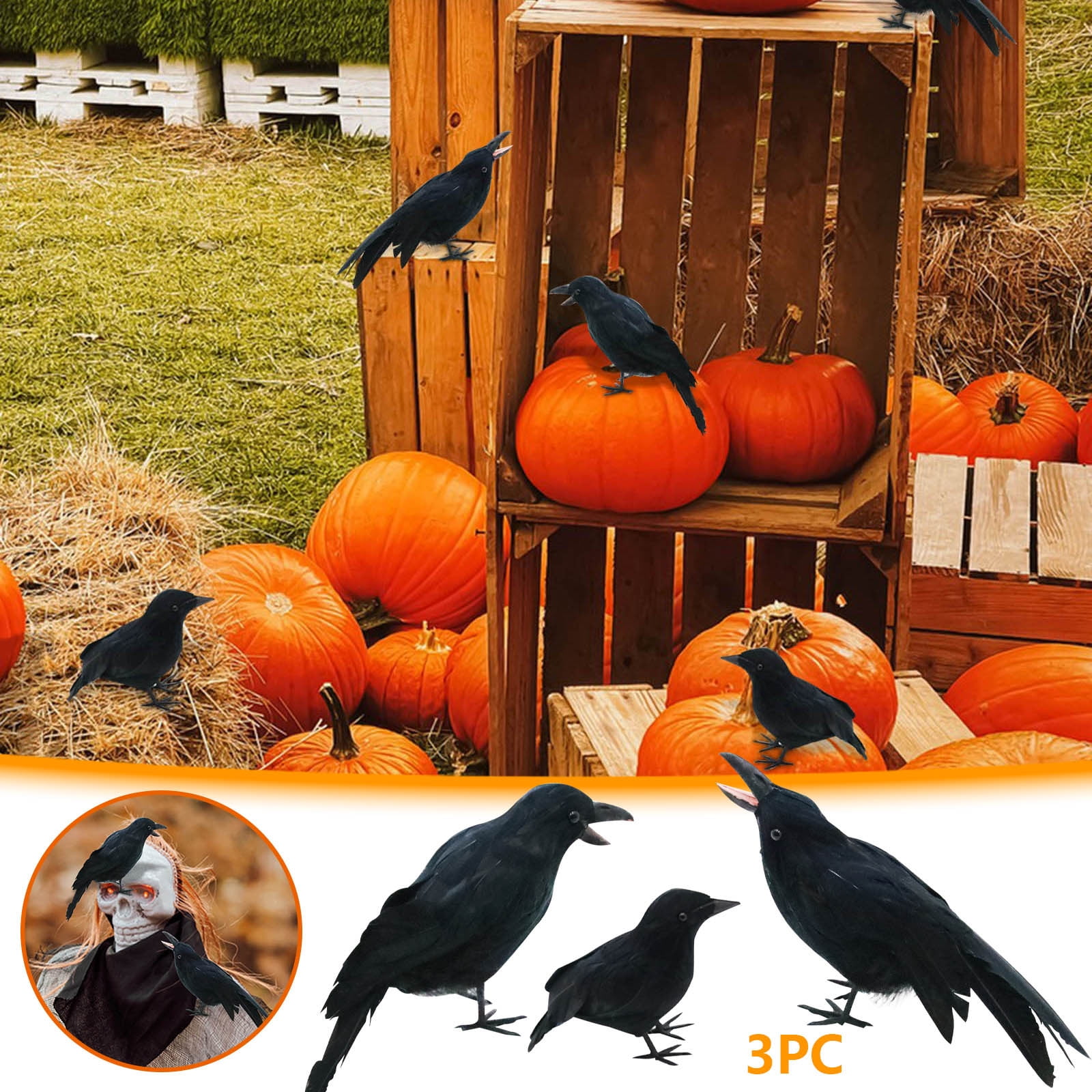 feimajia Simulation Crow Decoration All Saints Crow Props Simulation ...