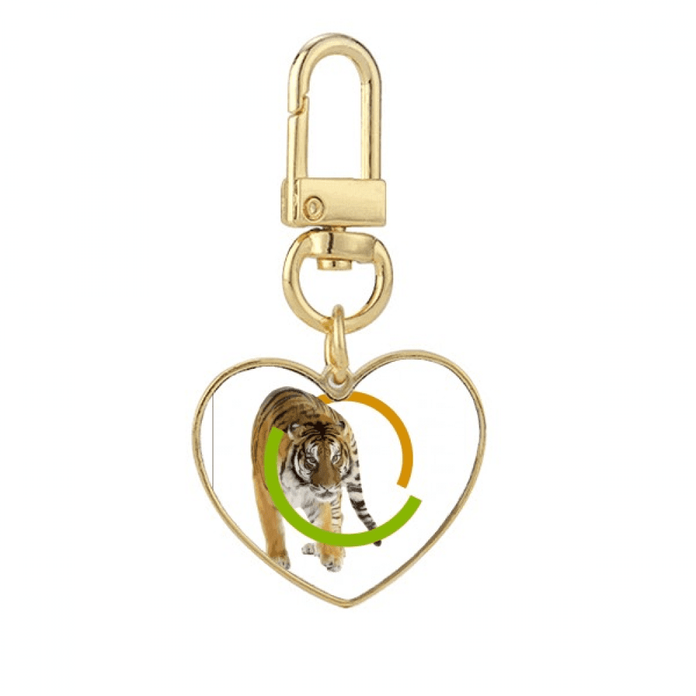 feline tiger ferocious Gold Heart Keychain Metal Keyring Holder ...