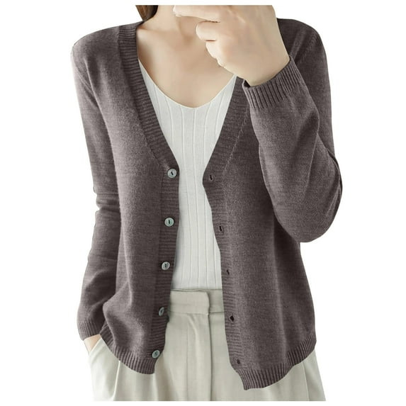 felwors 2026 New Arrival Women's Cropped Knit Cardigan - Long Sleeve V ...