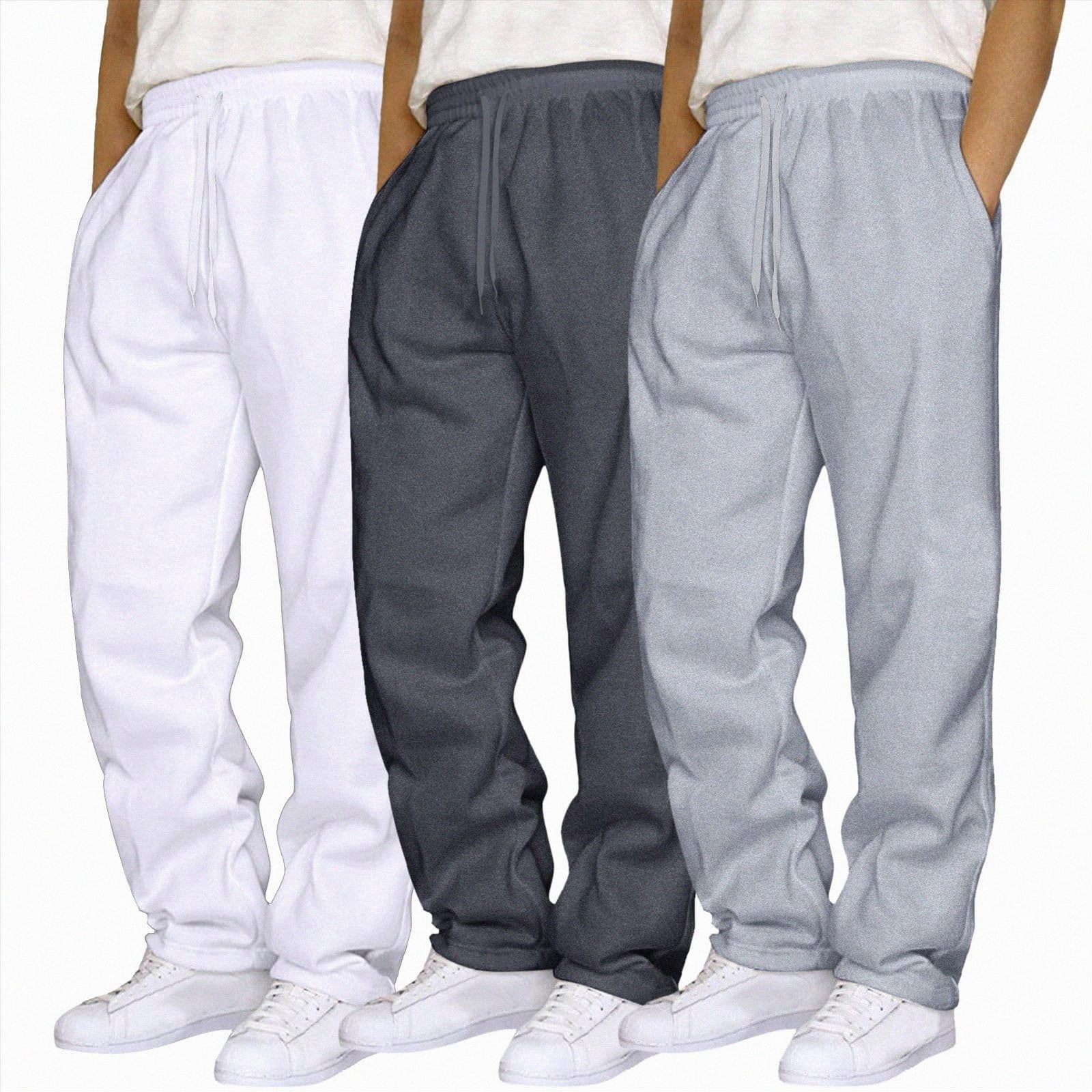 felwors 3 Pack Sweatpants Loose Fleece Casual Trousers Elastic Waist ...