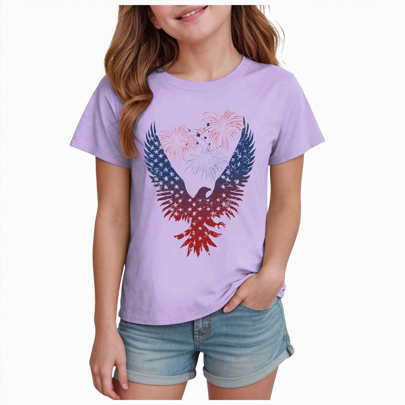 felwors Boys Kids Patriotic Crew Neck T Shirt Short Sleeve USA 1776 ...