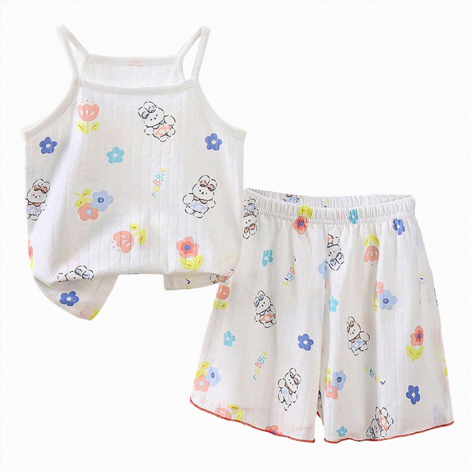 felwors Girls Pajamas Silk PJS Set Sleeveless Pajama Tank Elastic Waist ...