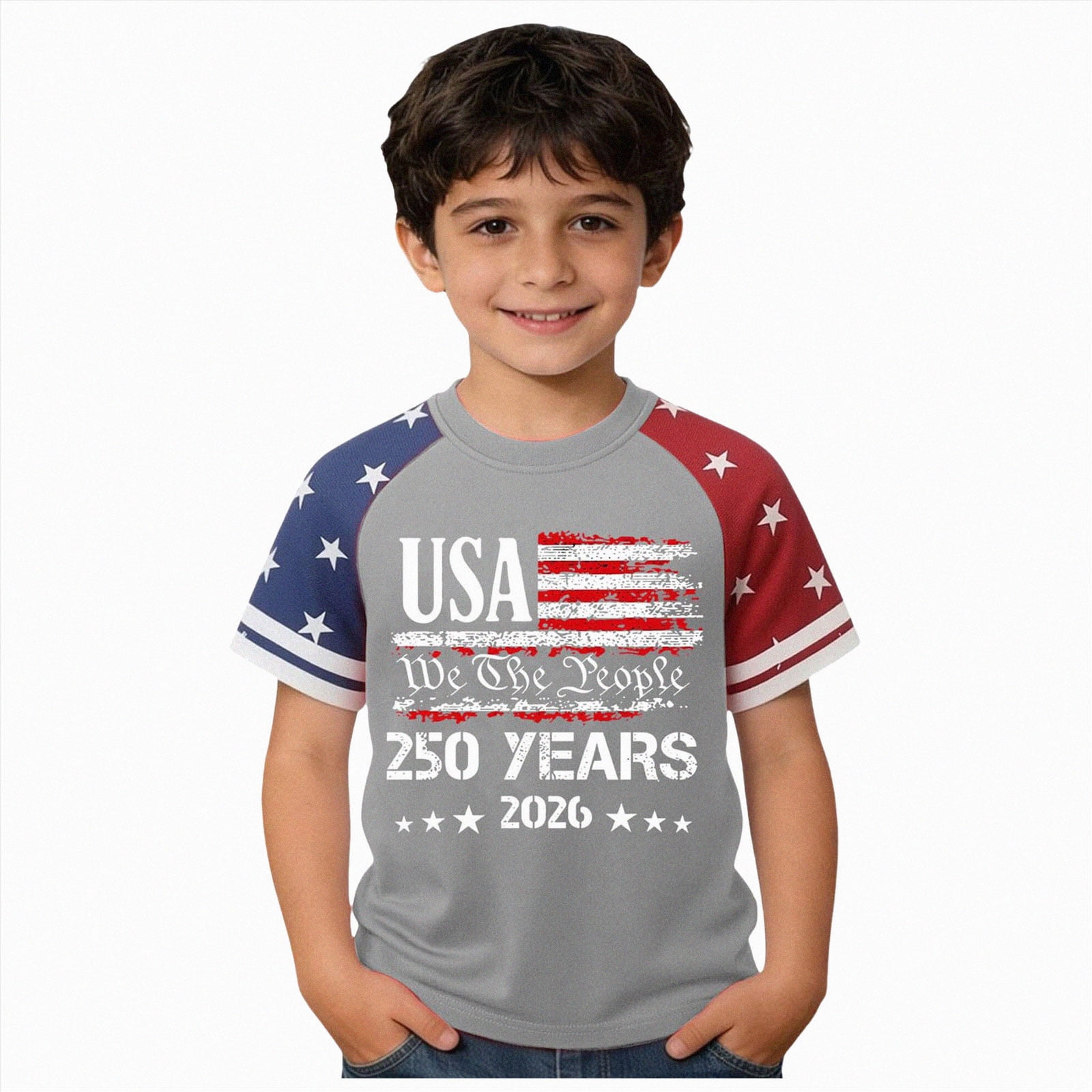 felwors Grils Boys 4th of July Shirt American Flag T-Shirts USA Star ...