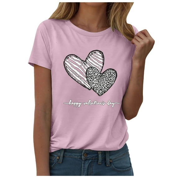 felwors Heart Graphic Tee | Valentine's Day Textured Pattern Casual ...