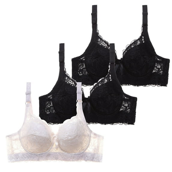 felwors Lace Bras for Women Plus Size Full Coverage Underwire Bras ...
