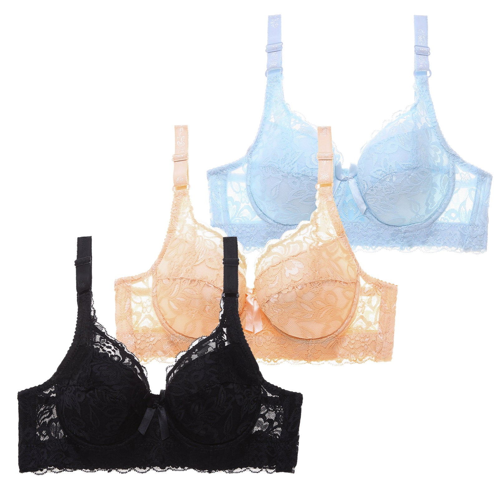 felwors Lace Bras for Women Plus Size Full Coverage Underwire Bras ...