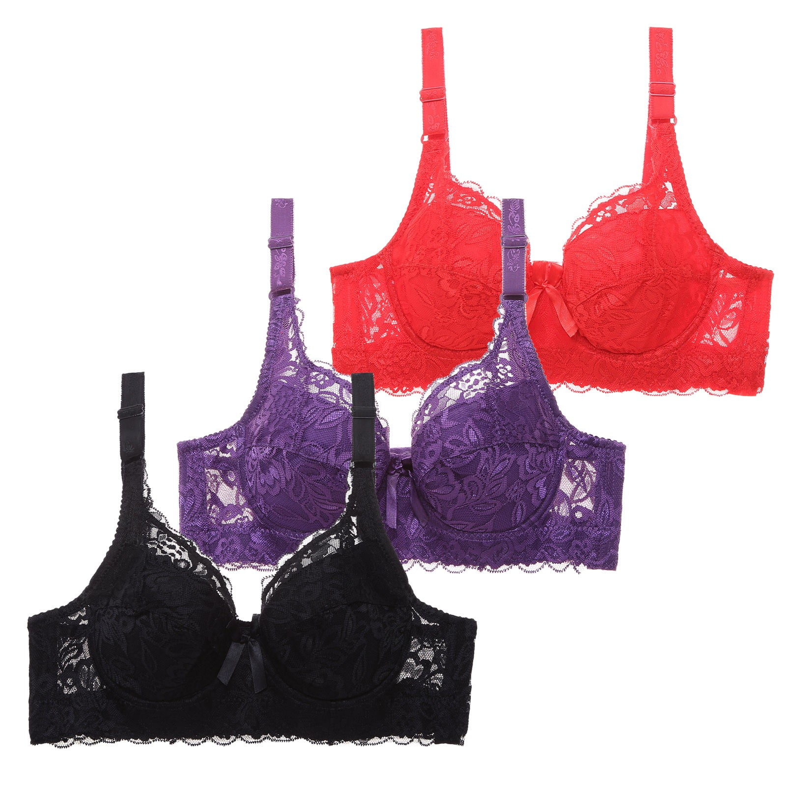 felwors Lace Bras for Women Plus Size Full Coverage Underwire Bras ...