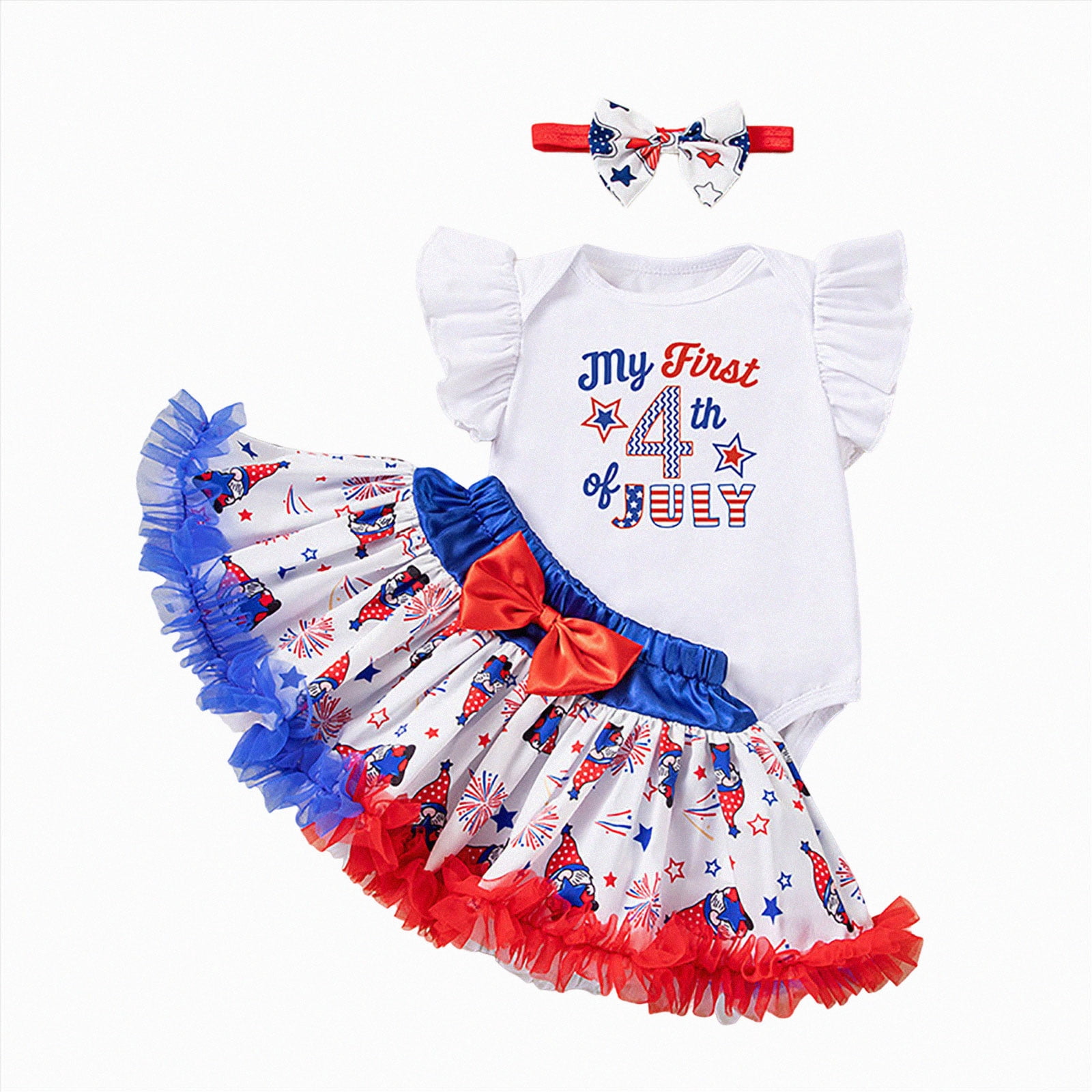 felwors My First 4th of July Baby Girl Outfit Newborn 1st Letter Romper ...