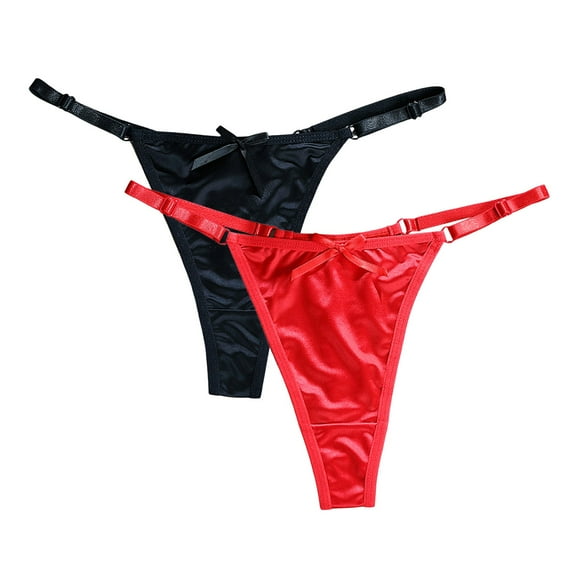 felwors Satin G String Thongs 2-Pack for Women Sexy Plus Size Panties ...