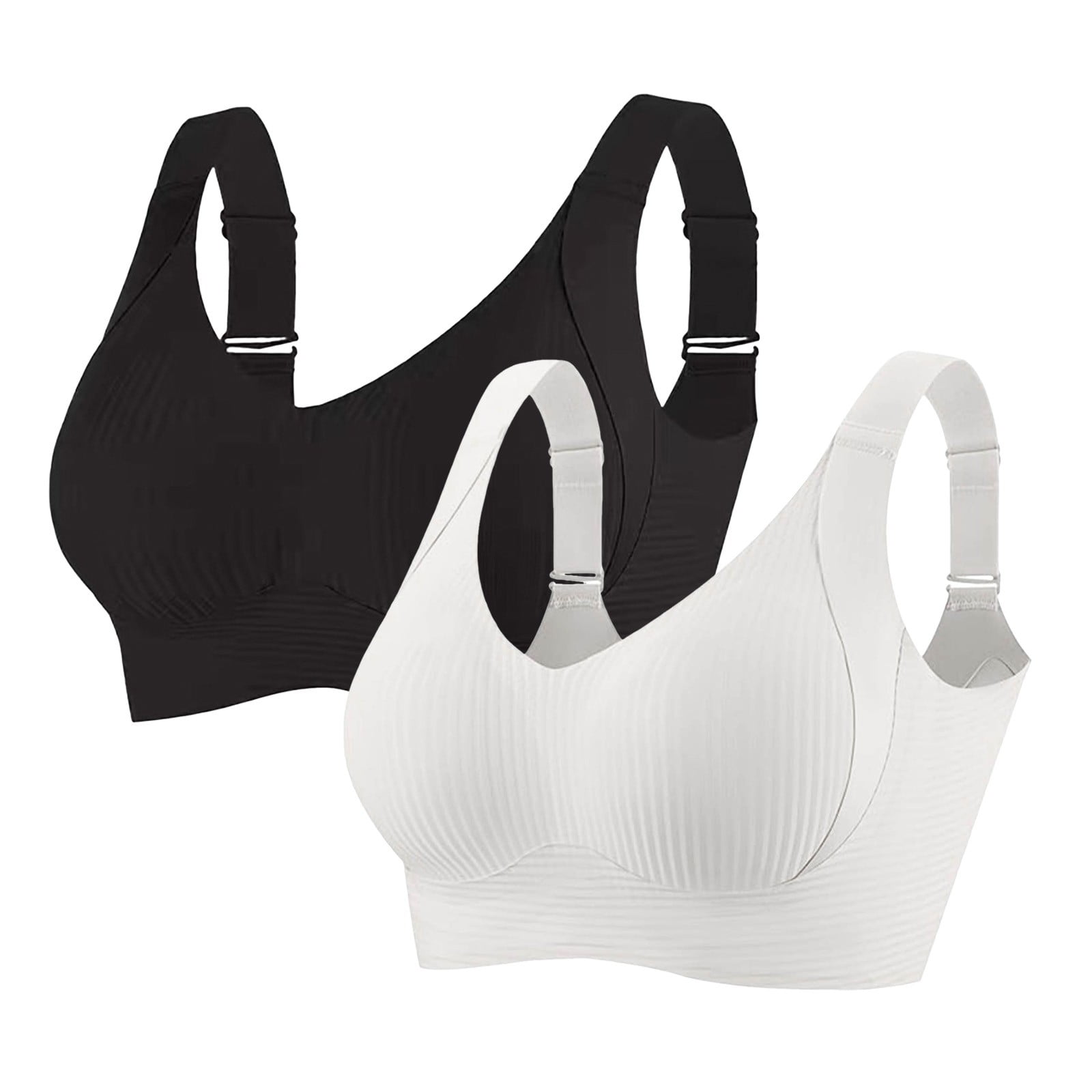 felwors Seamless Bras for Women 2025 Up Adjustable Bras Ribbed Wireless ...