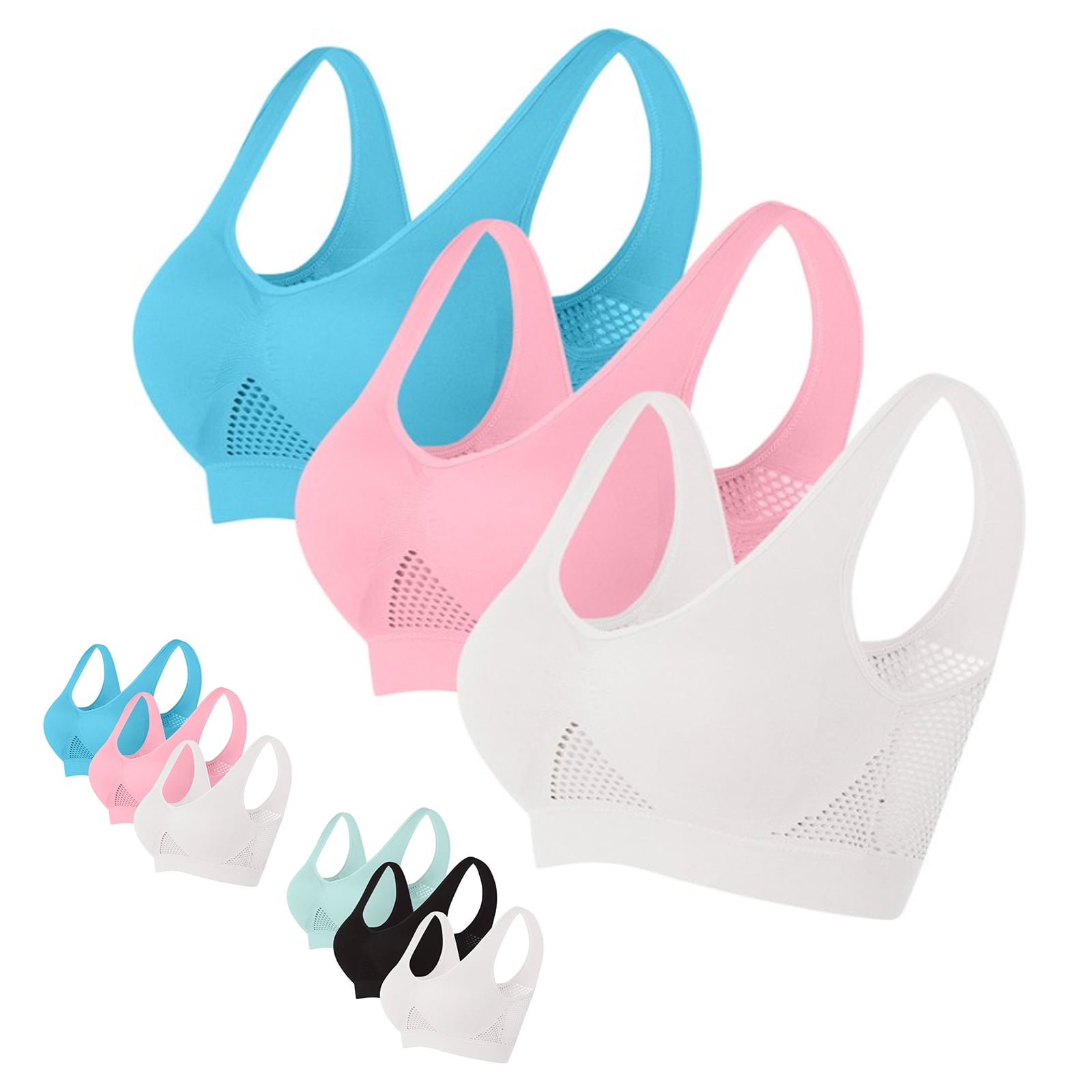 felwors Sports Bras for Women Pack 3 High Support Plus Size Wireless ...