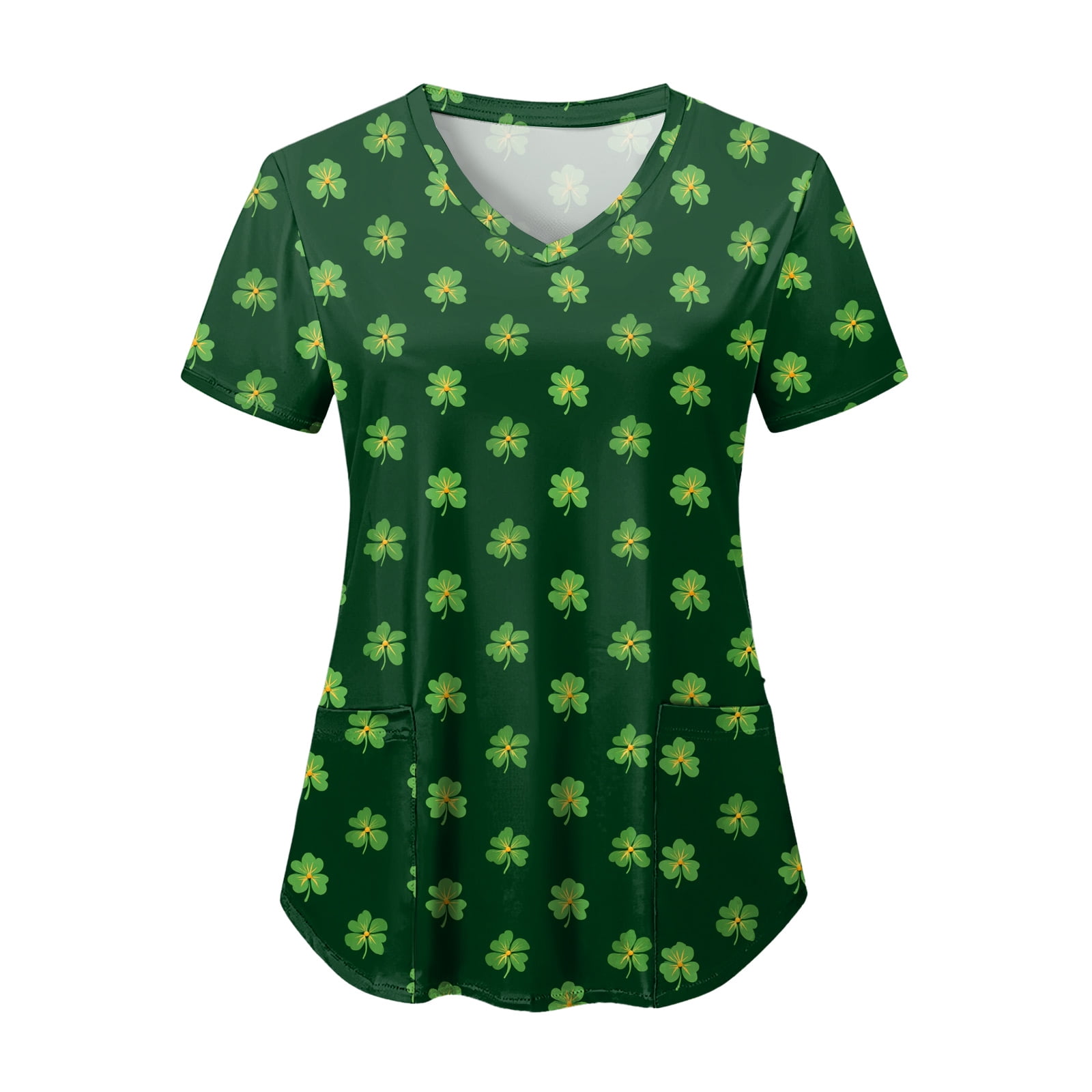 felwors St Patricks Day Shirt Women Shamrocks Printed V Neck Short ...