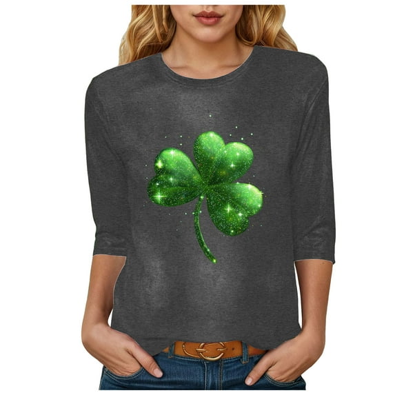 felwors St Patty's Day Shirt Women 2025 Casual Plus Size 3/4 Sleeve ...