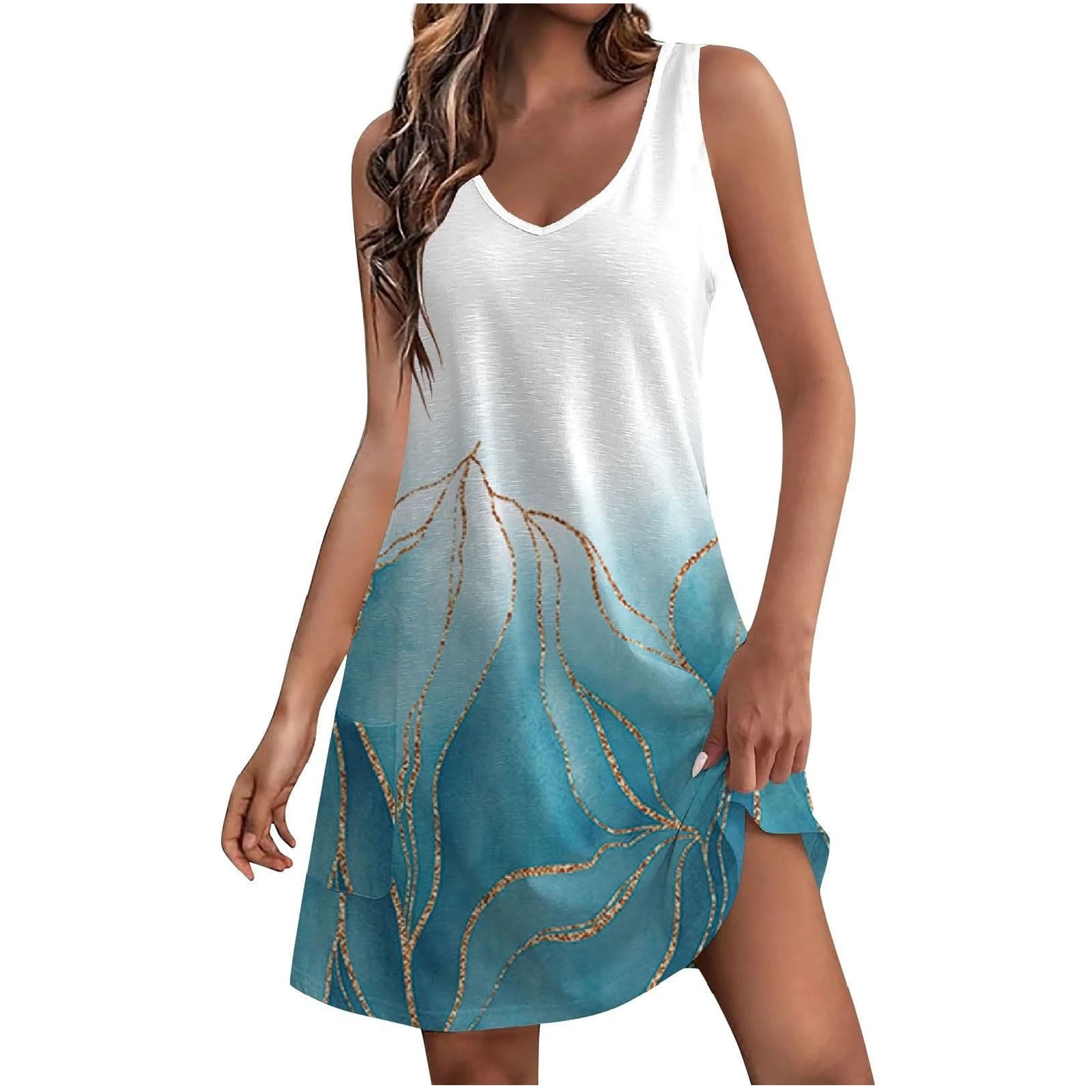 felwors Summer Dresses for Women 2026 Casual Classy Dress V Neck ...