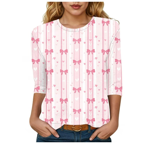 felwors Valentines Shirts for Women Trendy 2025 Cute Love Heart Print ...