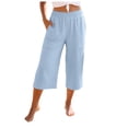 felwors Wide Leg Capri Pants Women Elastic Waist Comfy Lounge Pants ...