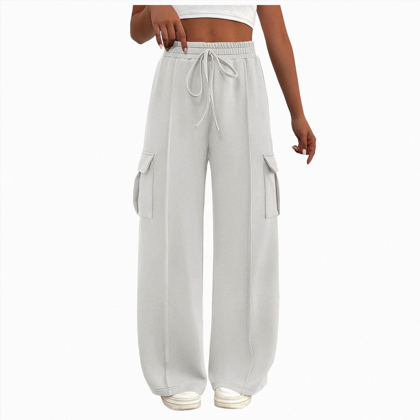 felwors Wide Leg Sweatpants for Women Cargo Pants High Waisted Sweat ...