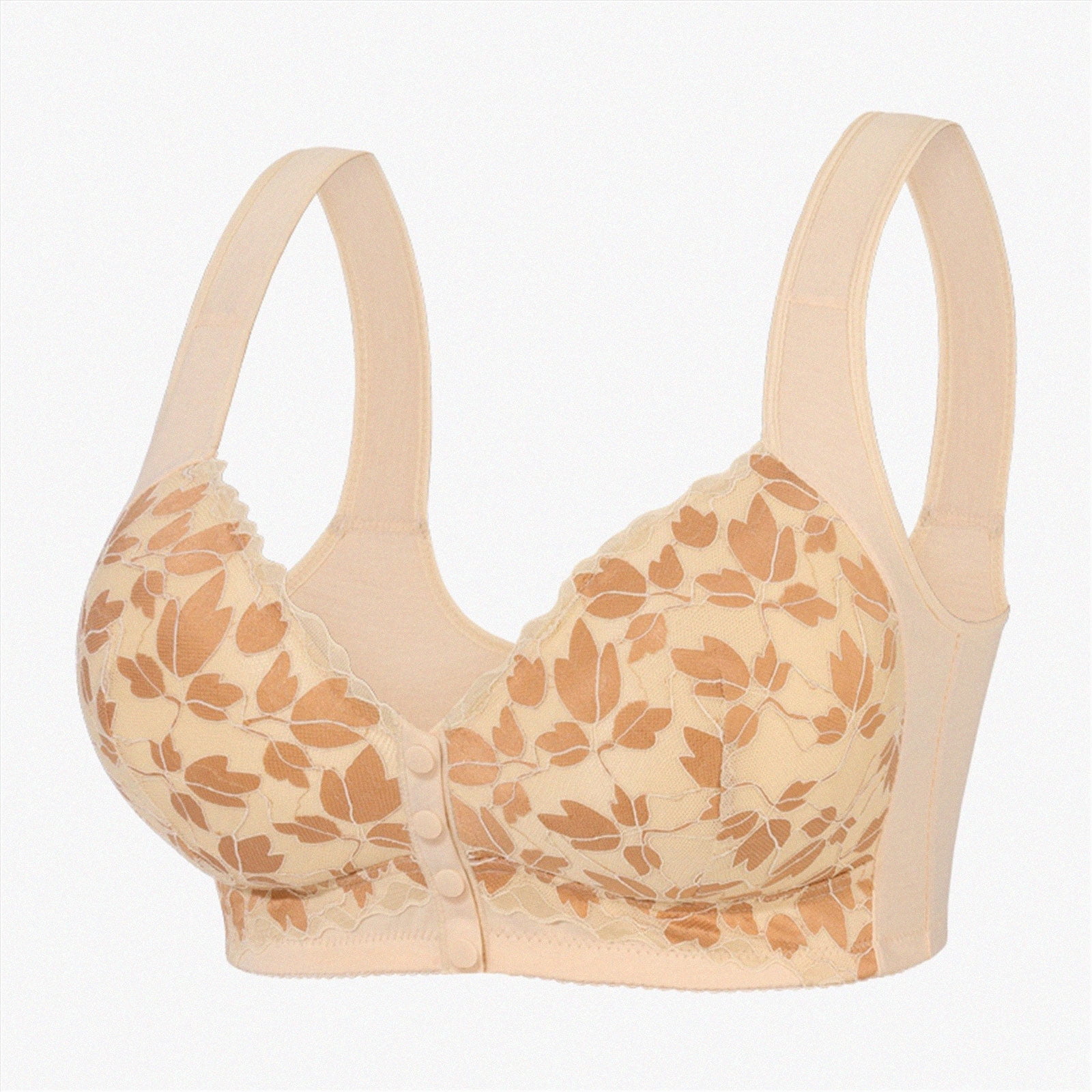 felwors Wireless Full Coverage Bra Thin Molded Cup Front Hook Strap ...