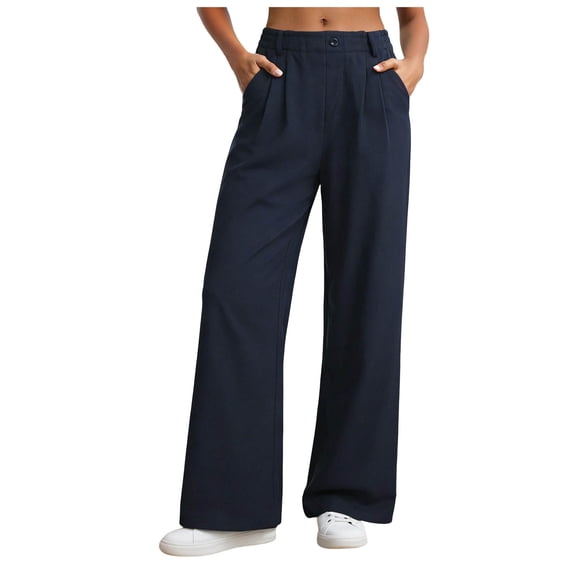 felwors Women Wide Leg Pants Stretchy Work Pants Waffle Knit Business ...