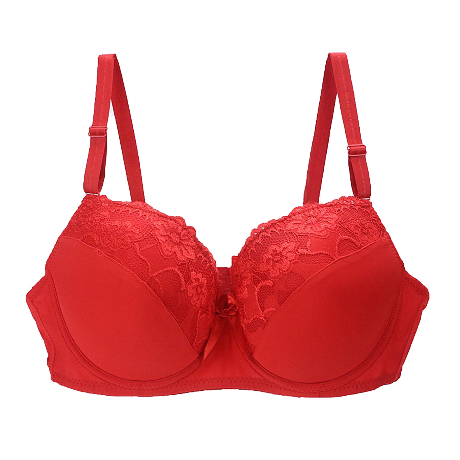 felwors Women's Bras Lace Stitching Embroidery Thin Plus Size Bra Deep ...