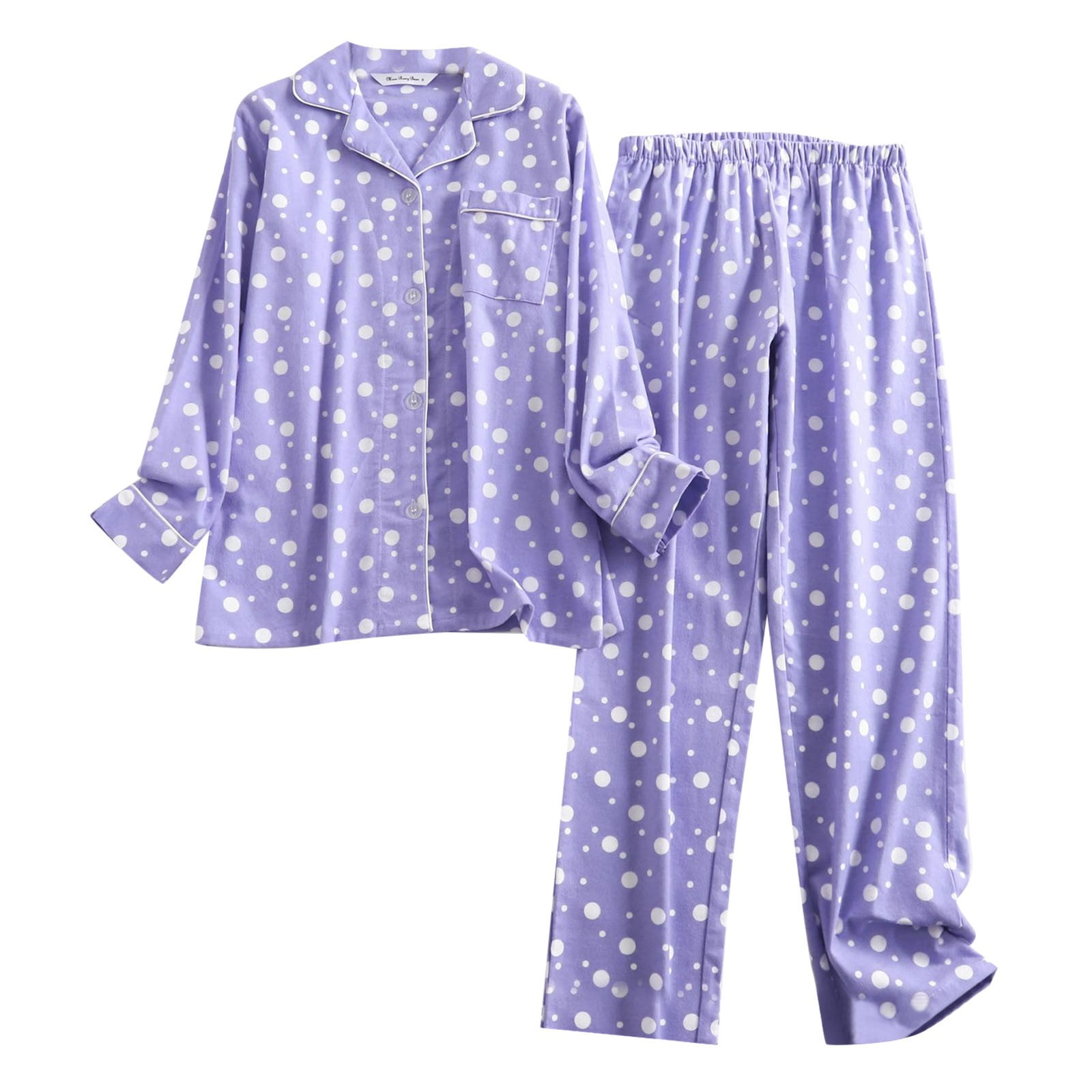 felwors Women's Cotton Flannel Pajama Set Cute Printed Long Sleeve ...