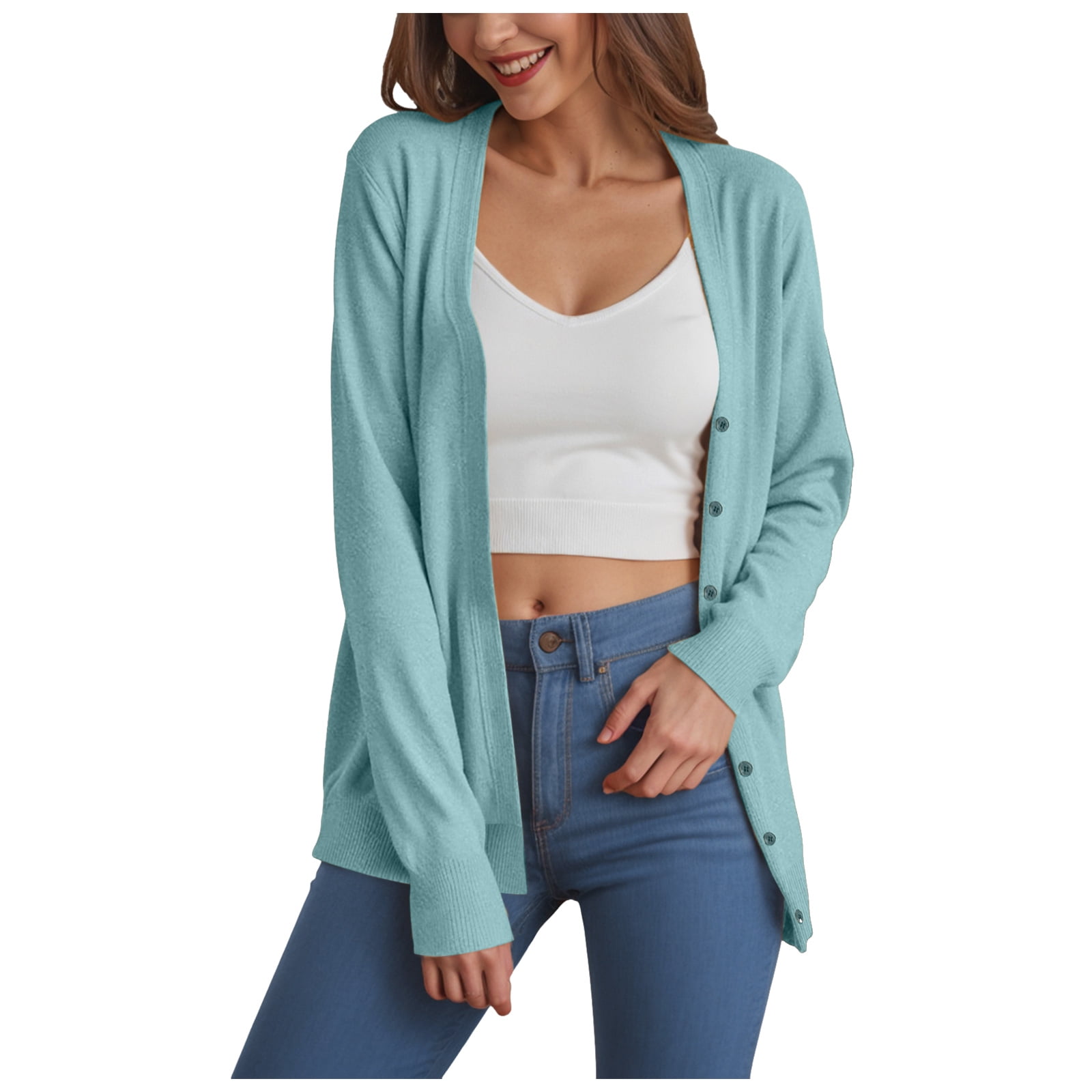 felwors Women's Lightweight Long Open Front Cardigan with Pockets ...