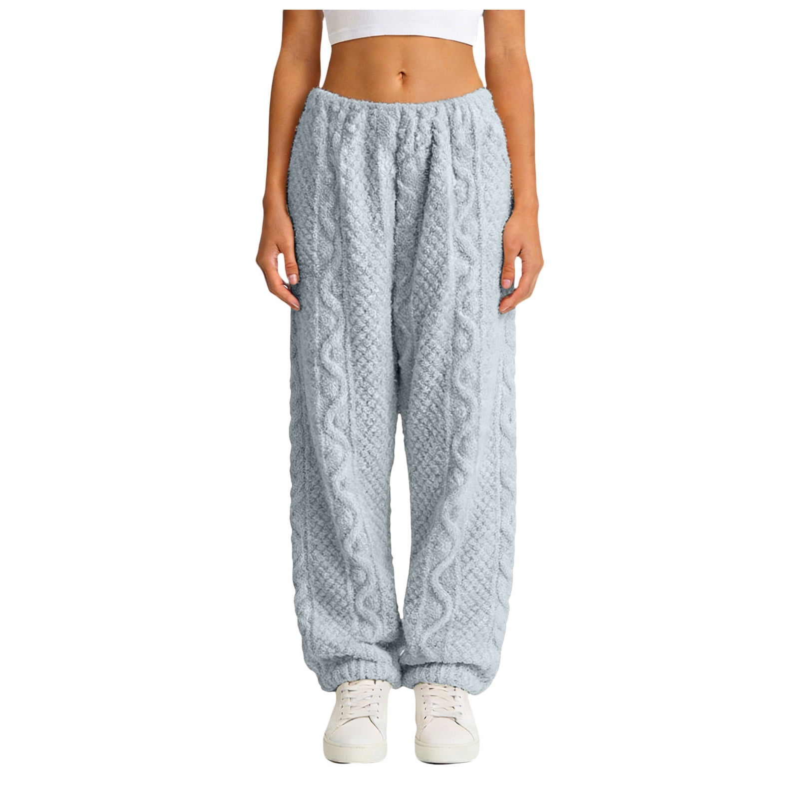 felwors Women's Plus Size Sleep Pants – Soft Long Plush Thermal Lounge ...