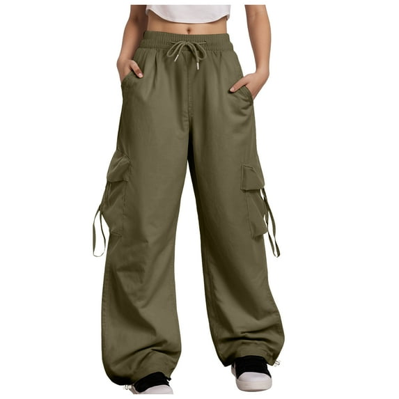 felwors Women's Street Style Cargo Pants - High Waist with Drawstring ...