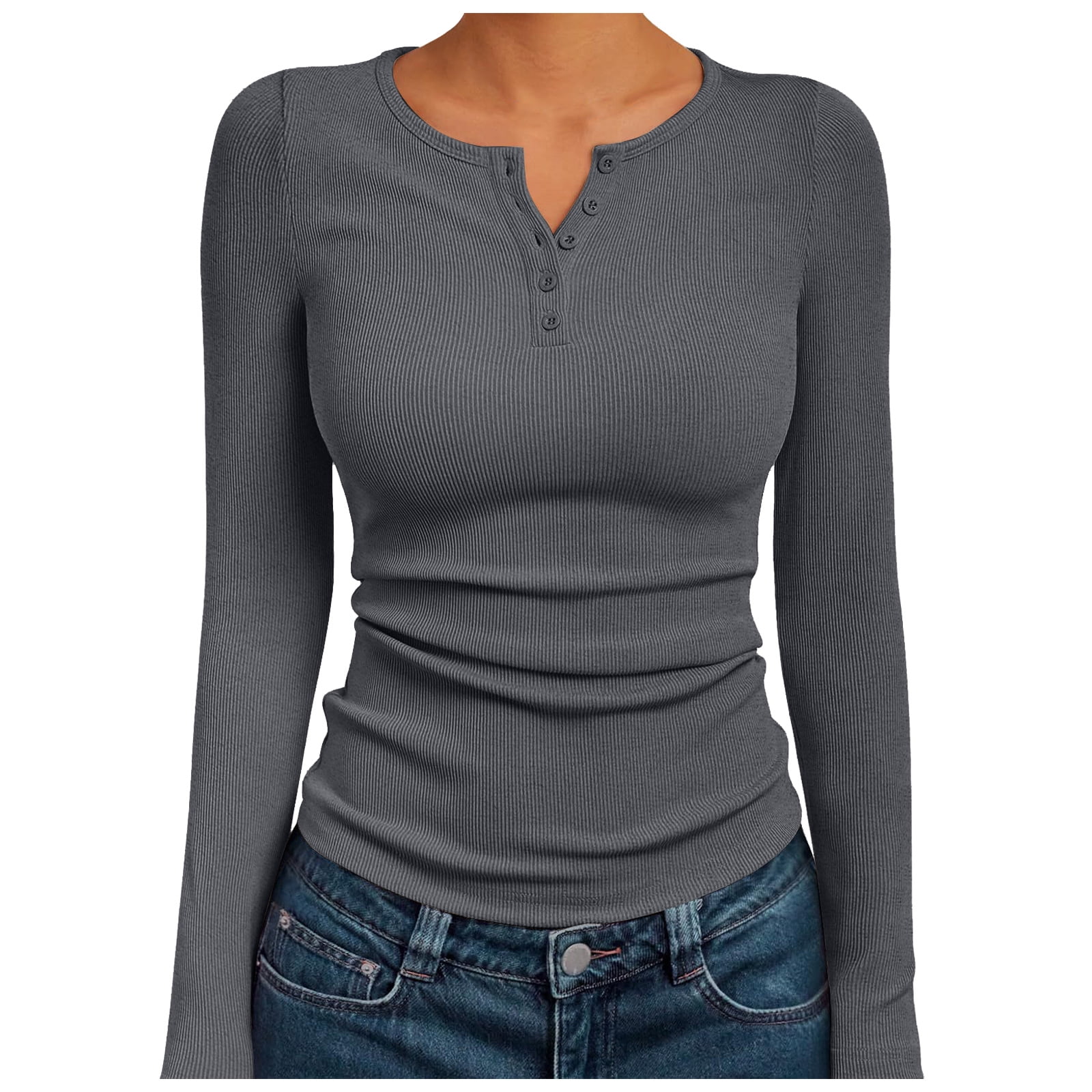 felwors Womens Long Sleeve Shirts 2025 Henley Casual Fall Outfits ...