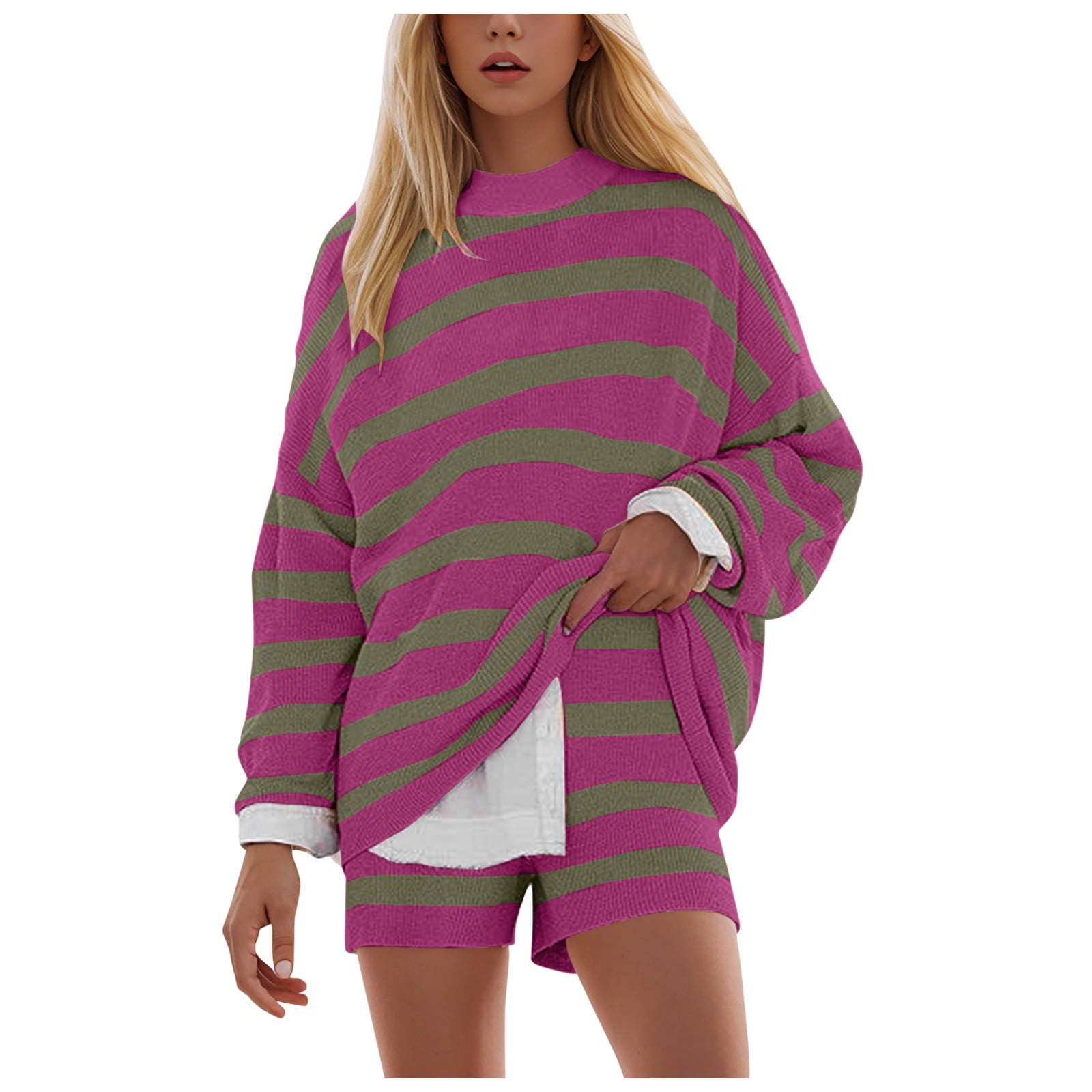 felwors Womens Striped Sweater Set Oversized Lounge Sets Matching ...