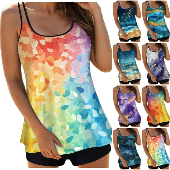 felwors Womens Tankini Swimsuits Tummy Control Flowy Swimwear Two Piece ...