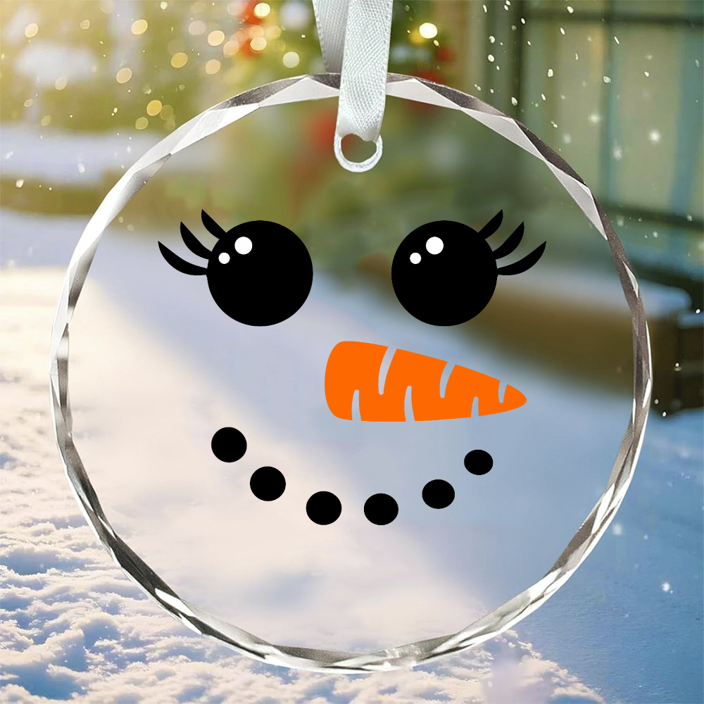 female snowman face eyelashes for winter and Ornament, Crystal Glass ...