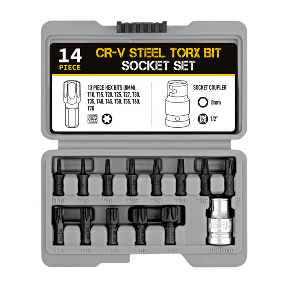 fengchenda 14Pcs Hex Bit Socket Set 1/2Inch Drive Hexagon Key 3-24Mm ...