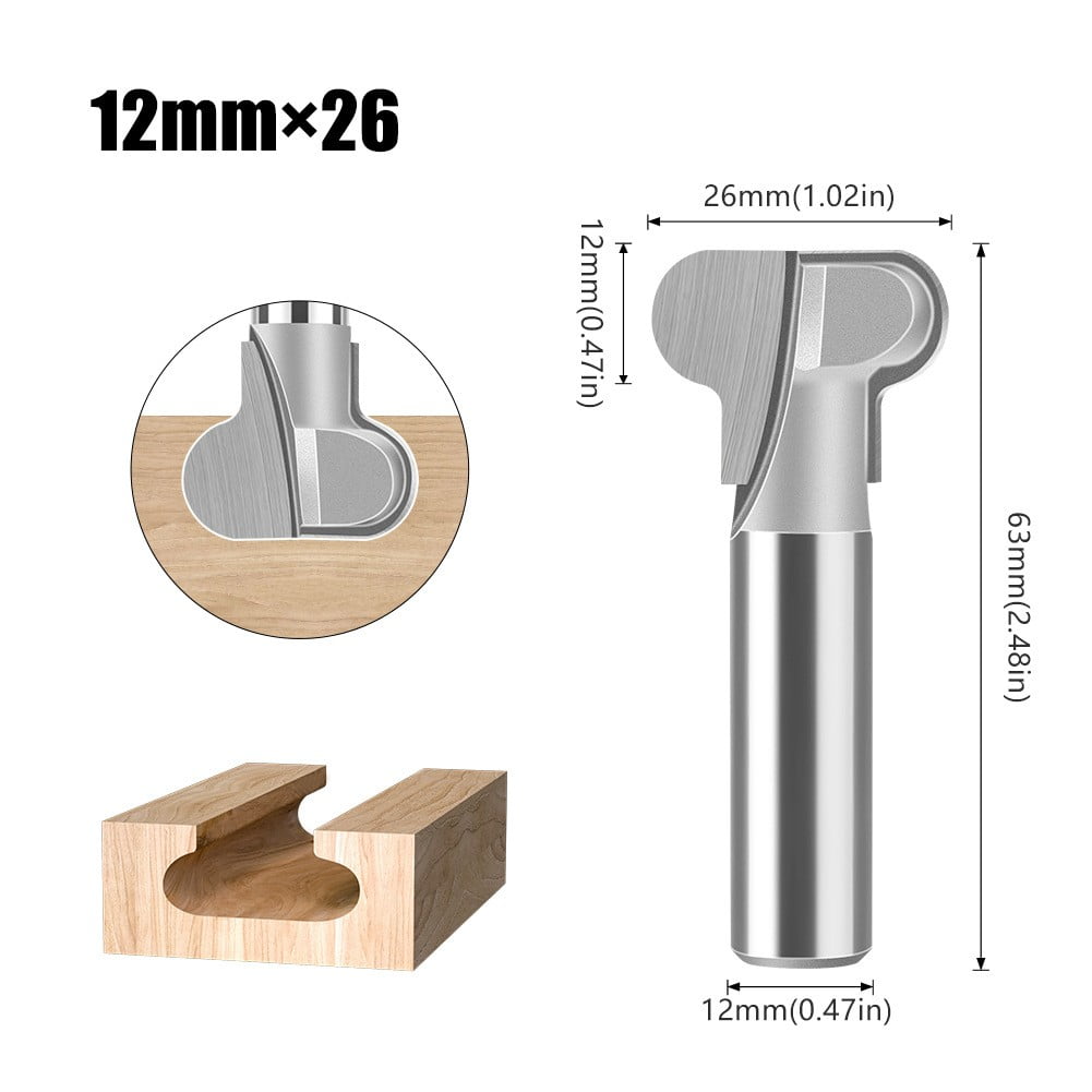 fengchenda Double Curved Router Bit T-Shaped Cutter 1/2In 12Mm Handle ...