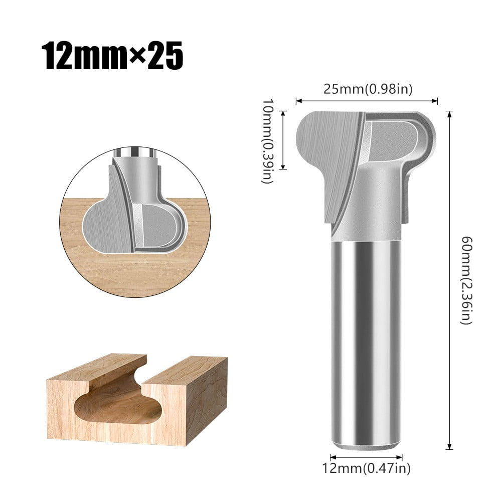 fengchenda Double Curved Router Bit T-Shaped Cutter 1/2In 12Mm Handle ...