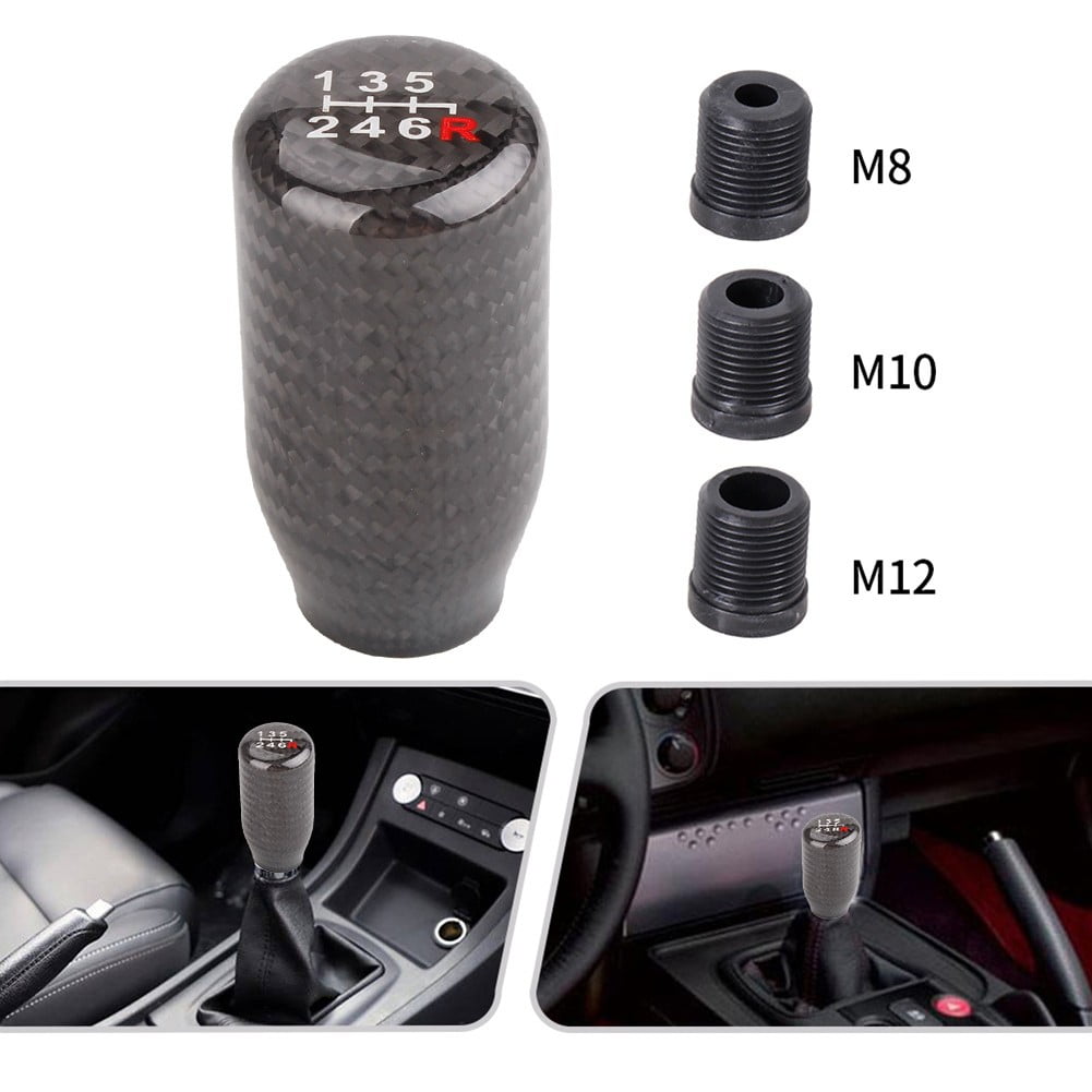 fengchenda Real Black Carbon Fiber Manual Gear Shift Knob Shifter Lever ...