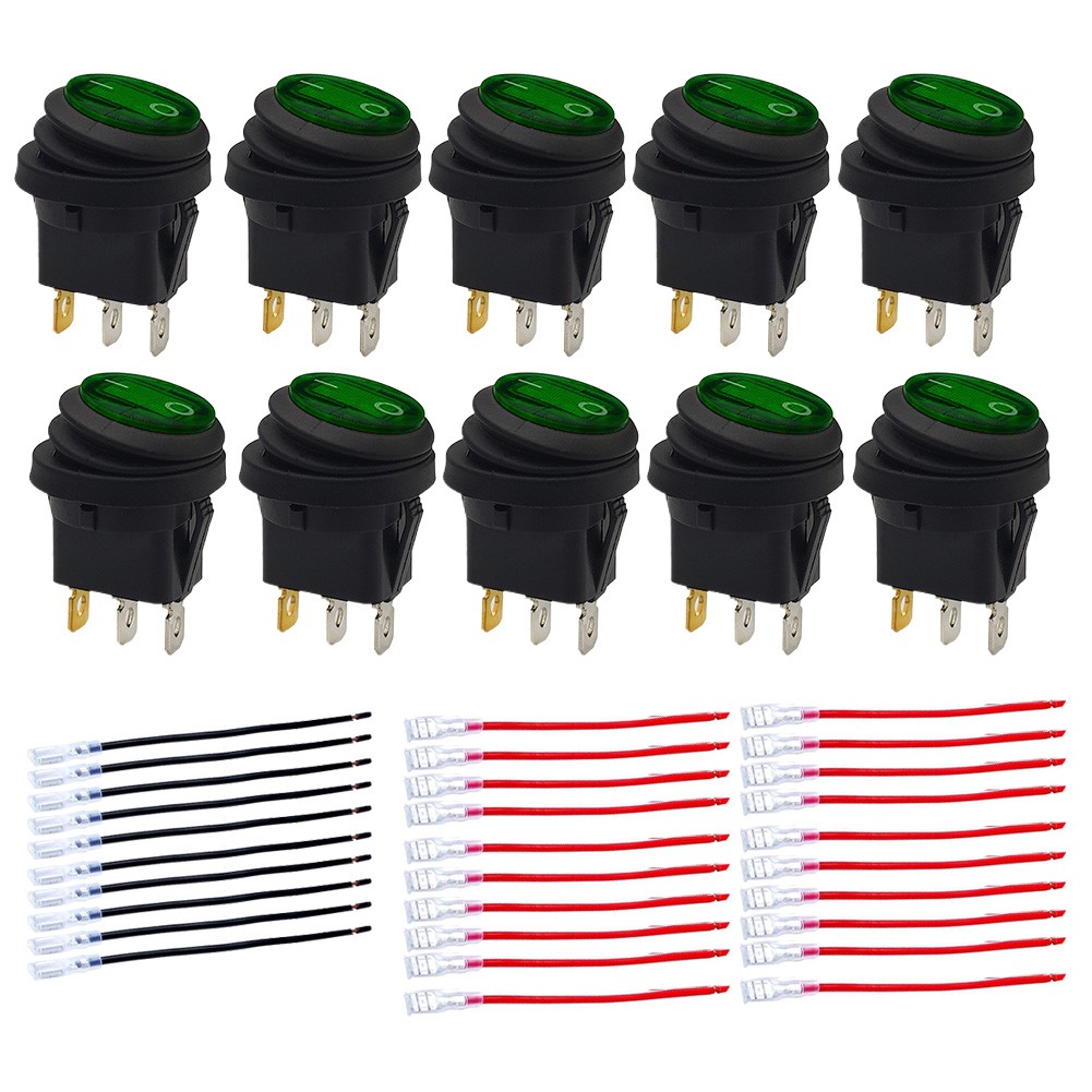 fengchenda Round Rocker Switch Waterproof With Shell Led Light Spst 3 ...