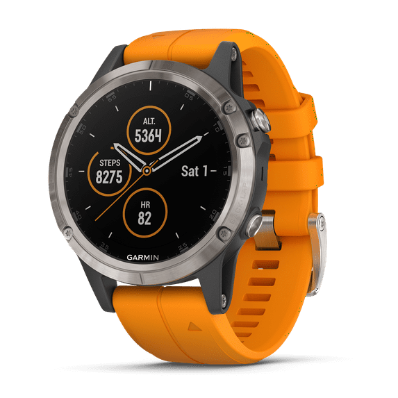 fenix 5 Plus Sapphire, Titanium with solar flare orange band - Walmart.com