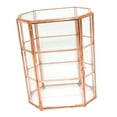Fenteer Clear Glass Jewelry Box Jewelry Display Organizer For Necklace Rings Earring Rose Gold