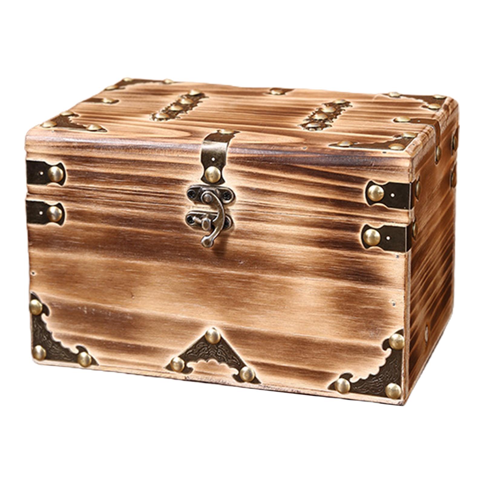fenteer Retro Design Storage Box Decor Wooden Treasure Chest for Photo ...