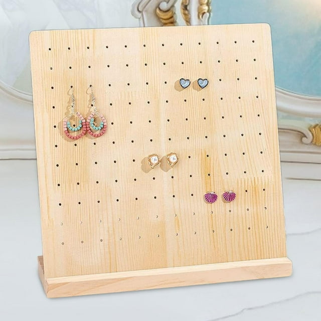 fenteer Wooden Pegboard Display Stand Necklace Holder for Craft Shows ...