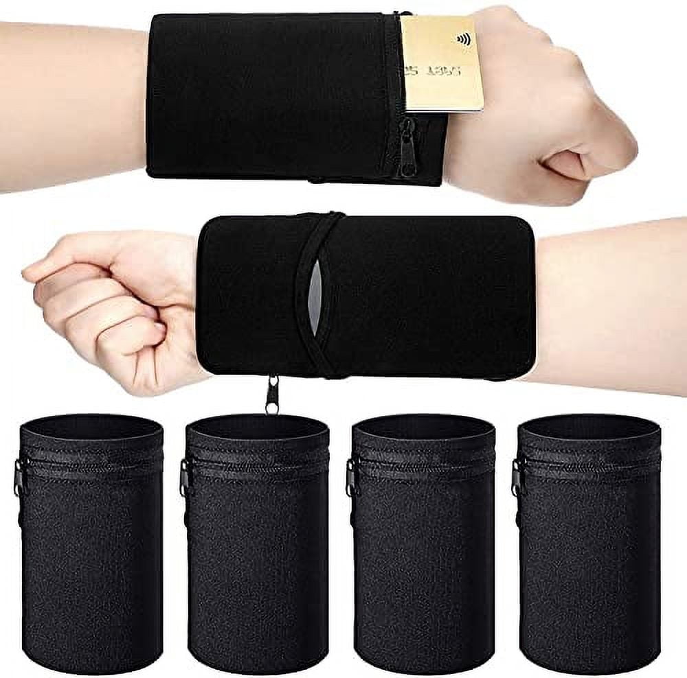 fenze 4 Pieces Sport Wrist Pocket Pouch Zipper Wristband Sweatband ...
