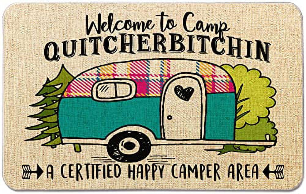 fenze Durable Burlap Camper Rug Mat -A Certified Happy Camper Area ...