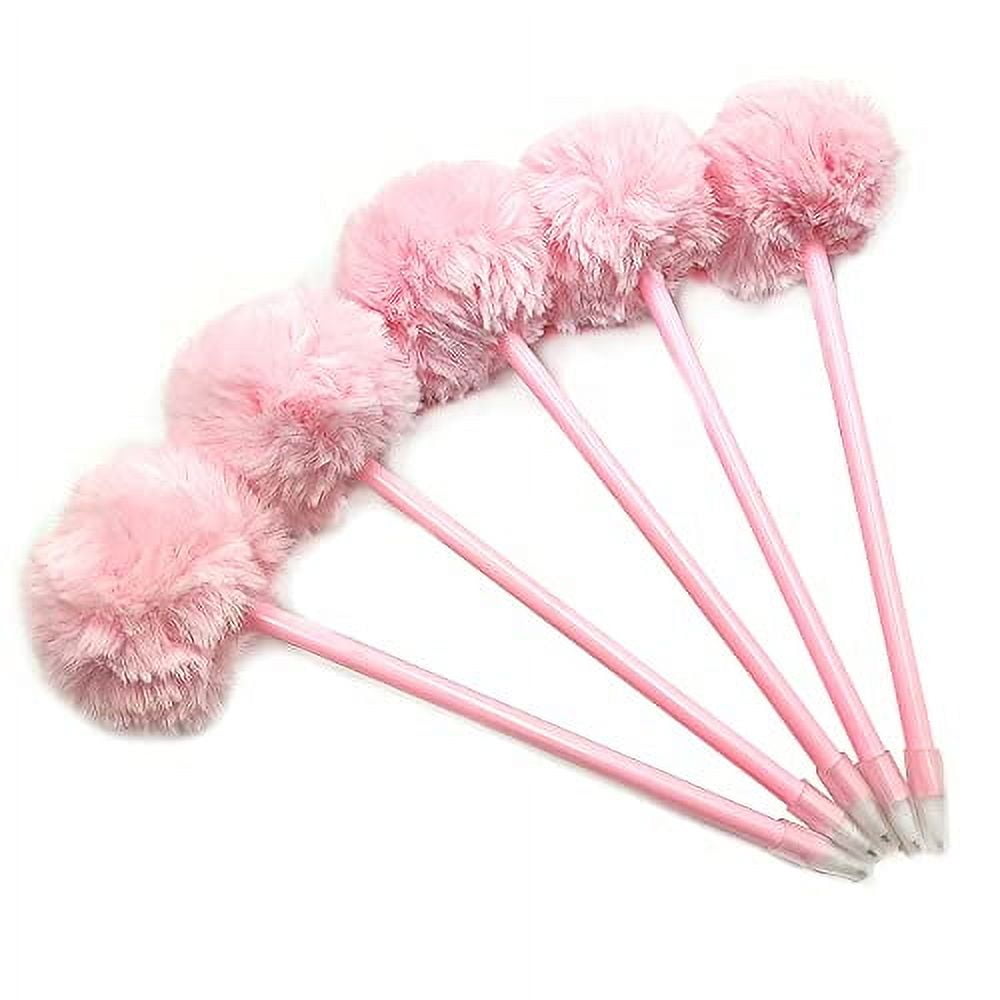 fenze Needle Gel Ink Pens 5 PCS Pink Pom Pom Pen Fluffy Pompoms Plastic ...