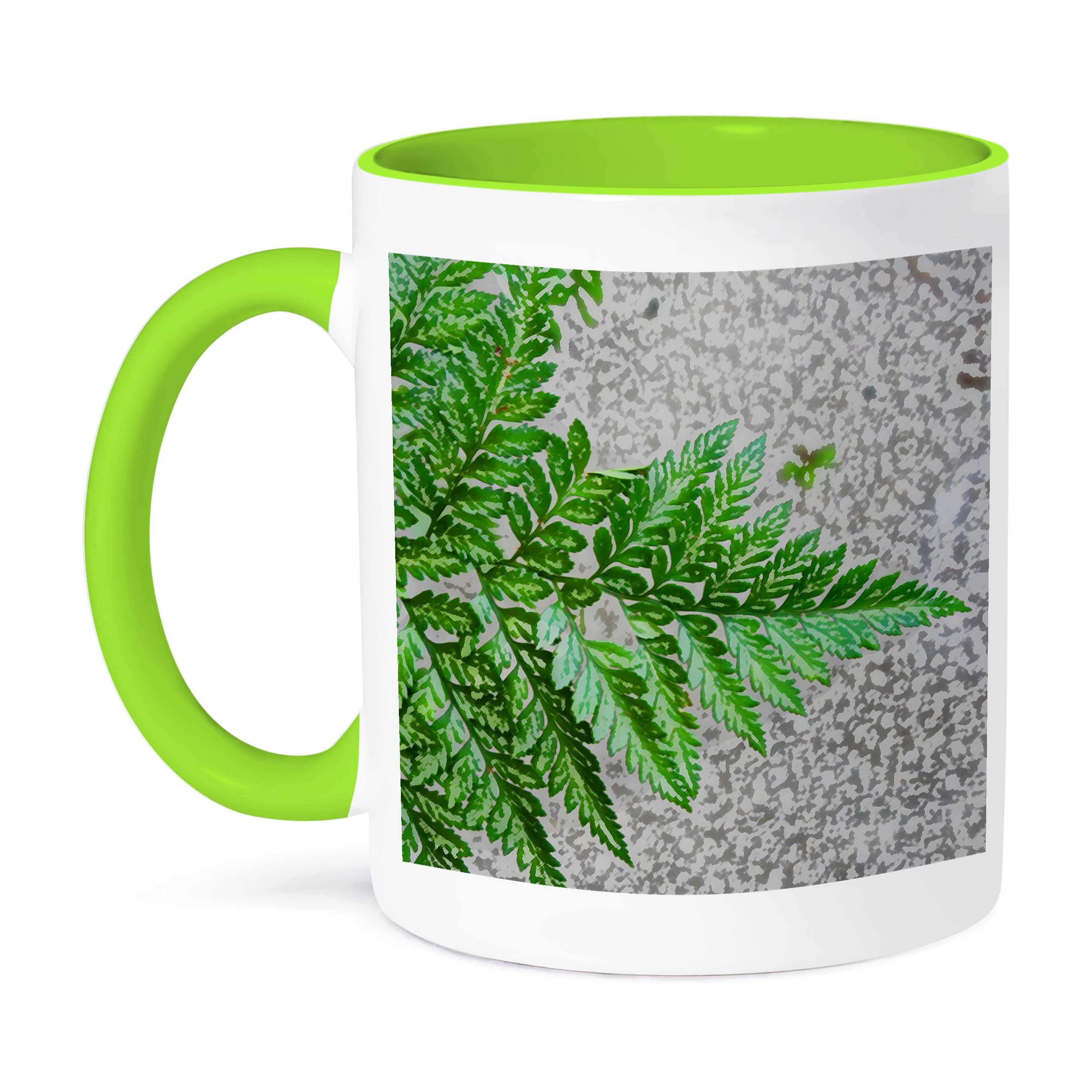 3dRose, fern sideways sketch plant , 15oz Two-Tone Green Mug - Walmart.com