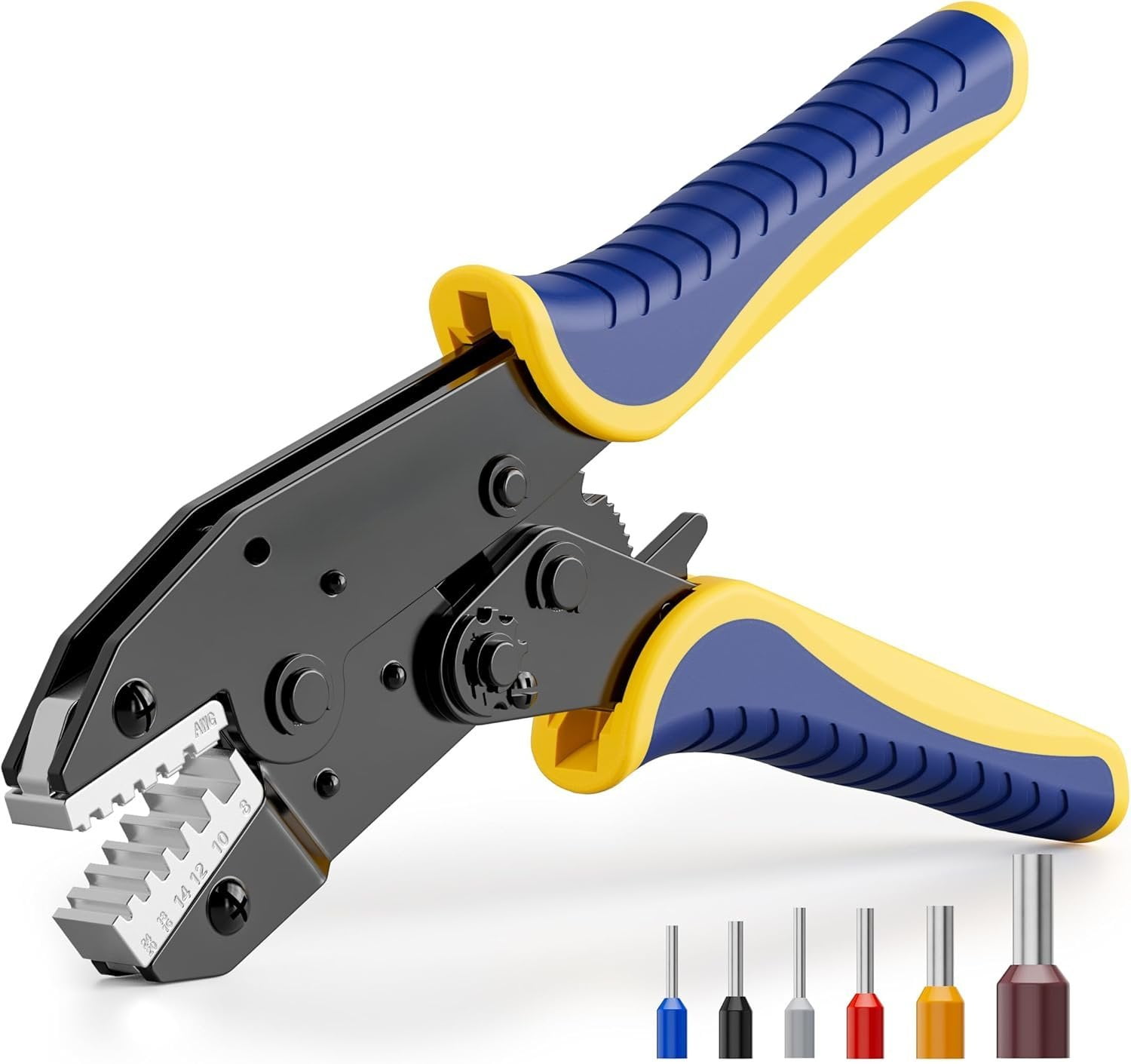 ferrule Crimping Tool,24-8 AWG Sleeves Ferrule Ratchet Wire Crimping ...