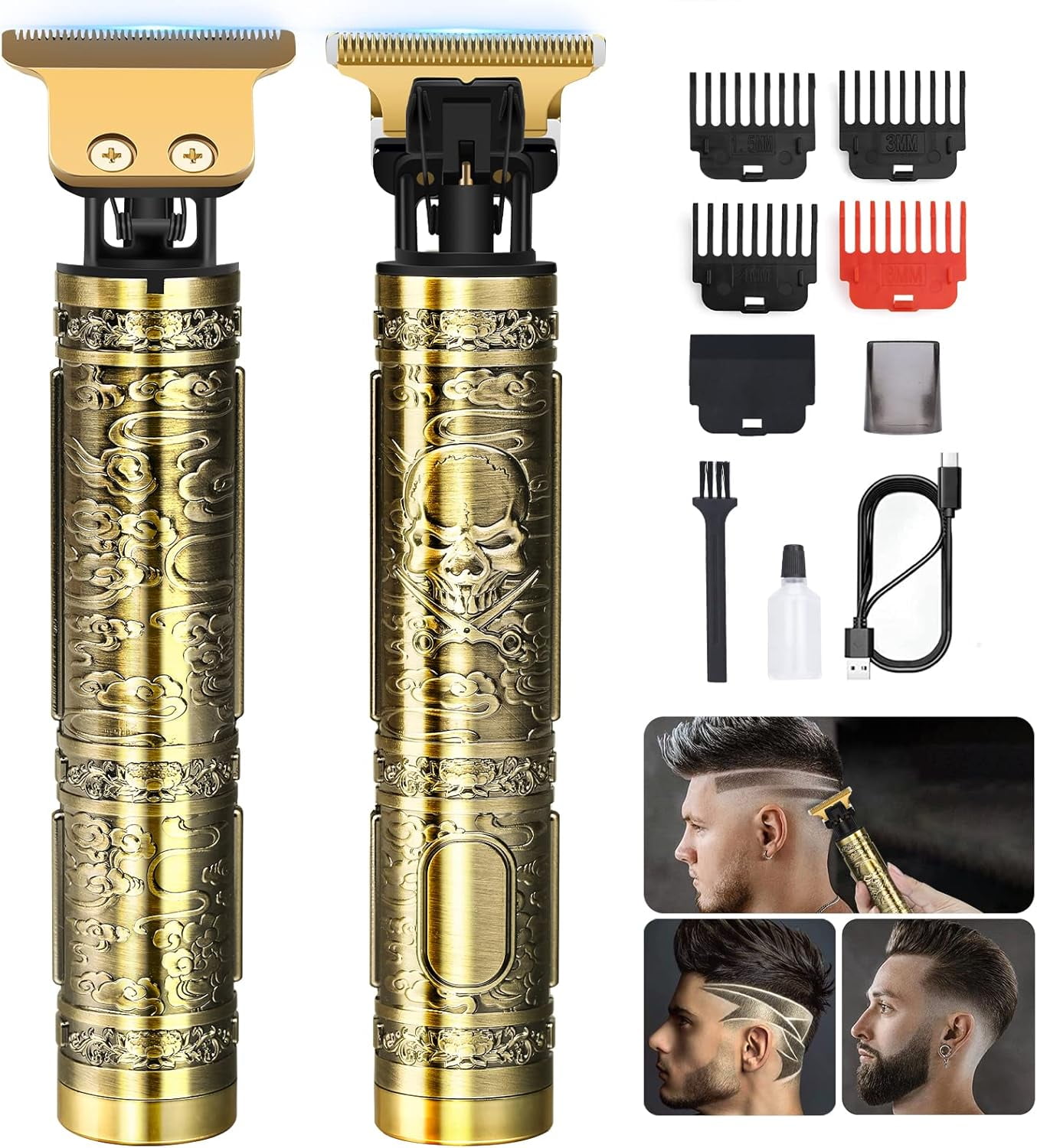 fessional Hair Trimmer for Men, Cordless Rechargeable Beard Clippers ...